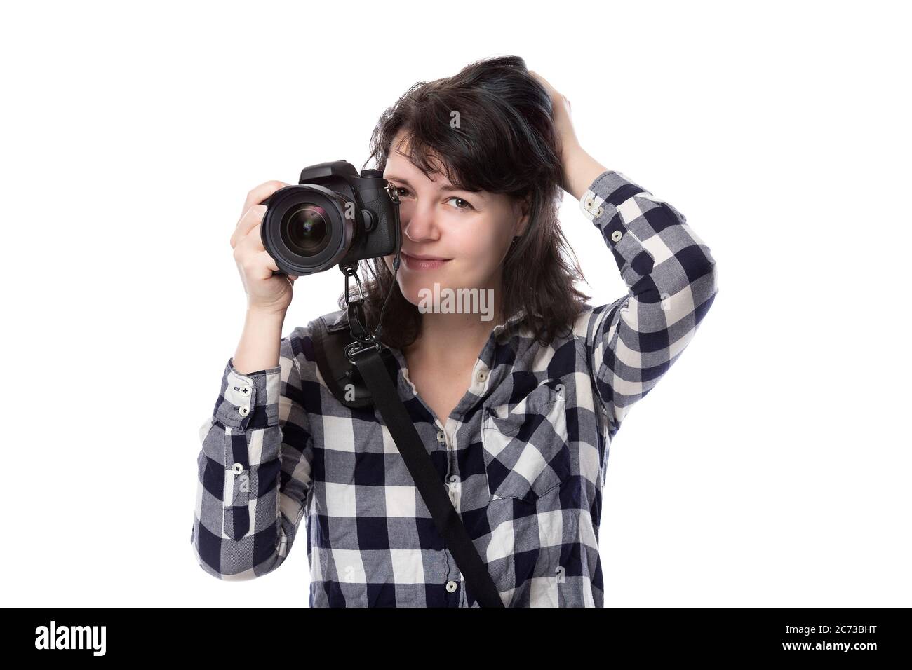 Young female freelance professional photographer or art student or ...