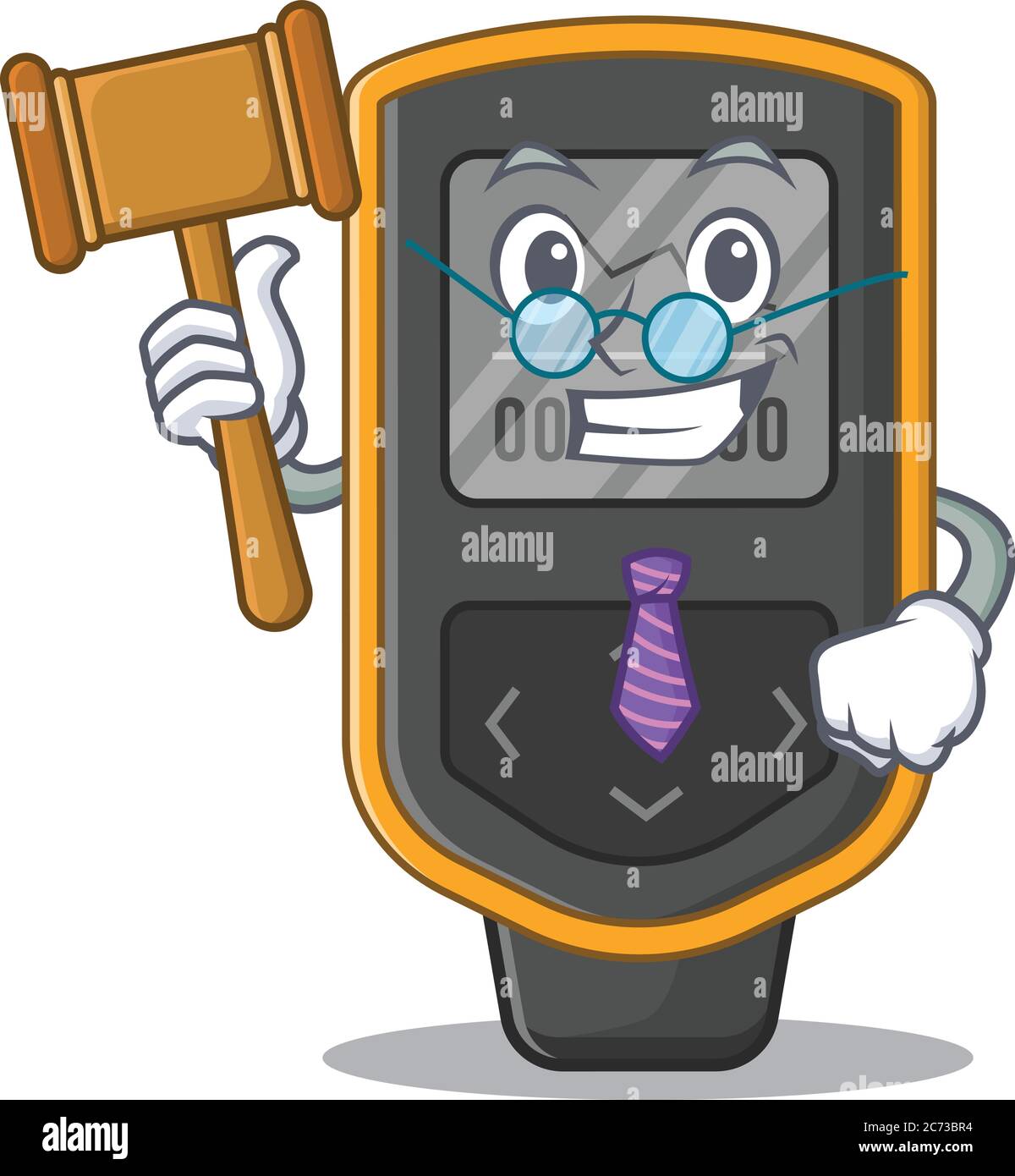 A judicious judge of dive computer caricature concept wearing glasses ...