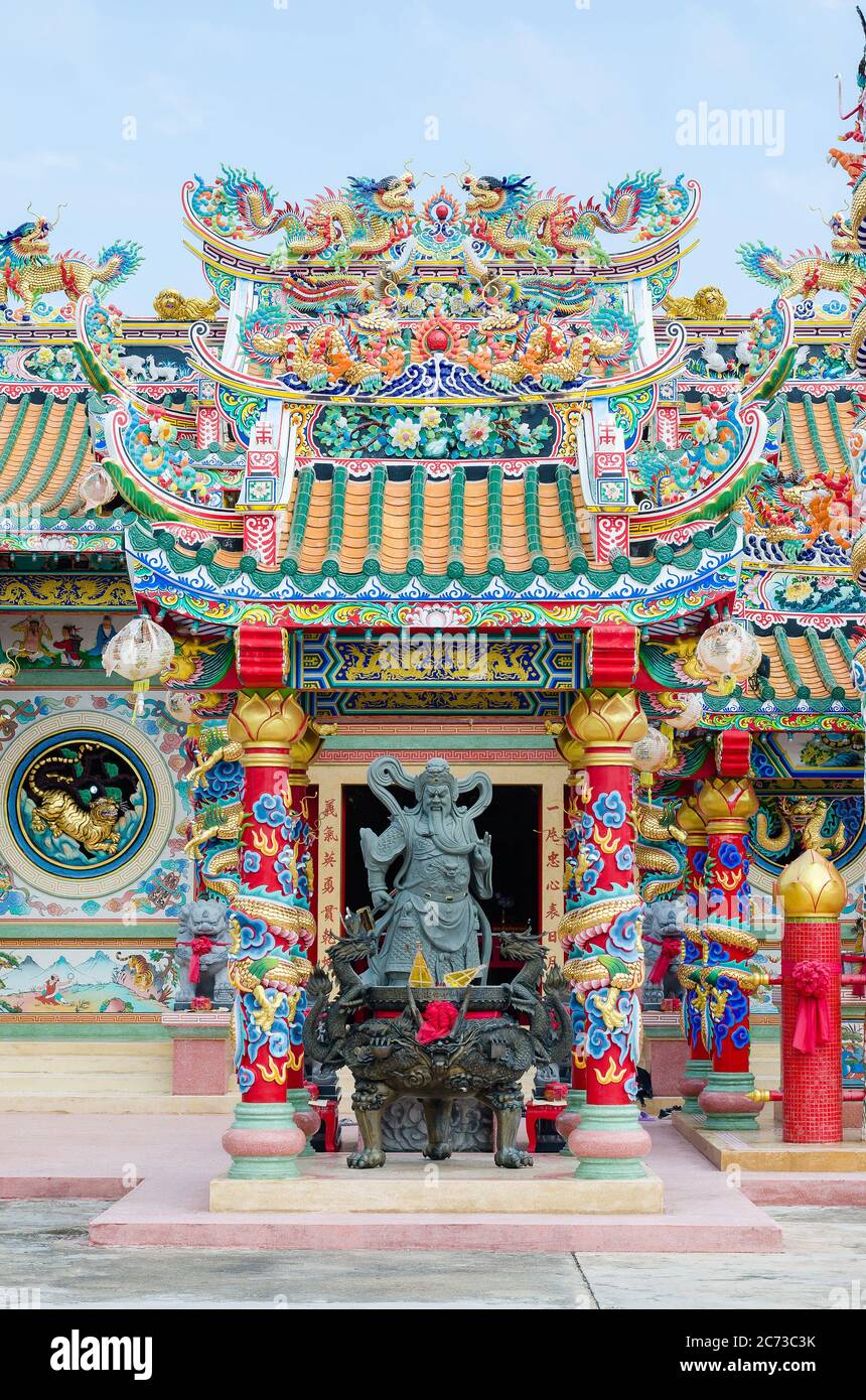 Chinese Shrine is Decorate with Dragon Statue and Colorful Ornament Art ...