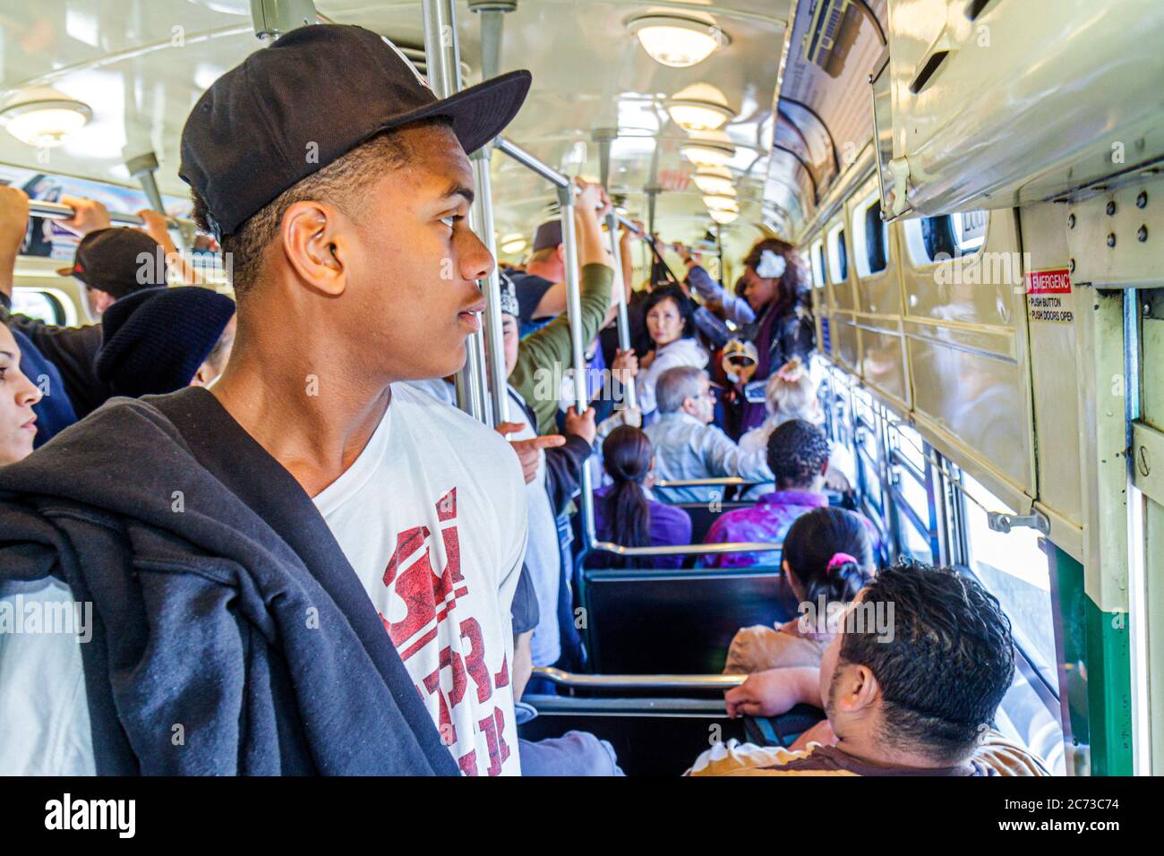 San Francisco California,The Embarcadero,electric streetcar,trolley ...