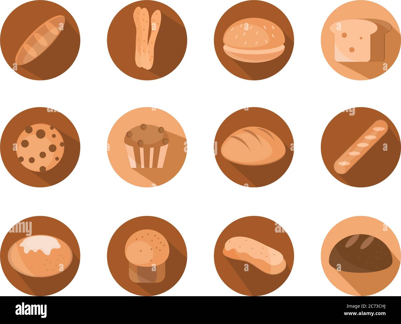 bread menu bakery food product vector illustration block and flat icons ...