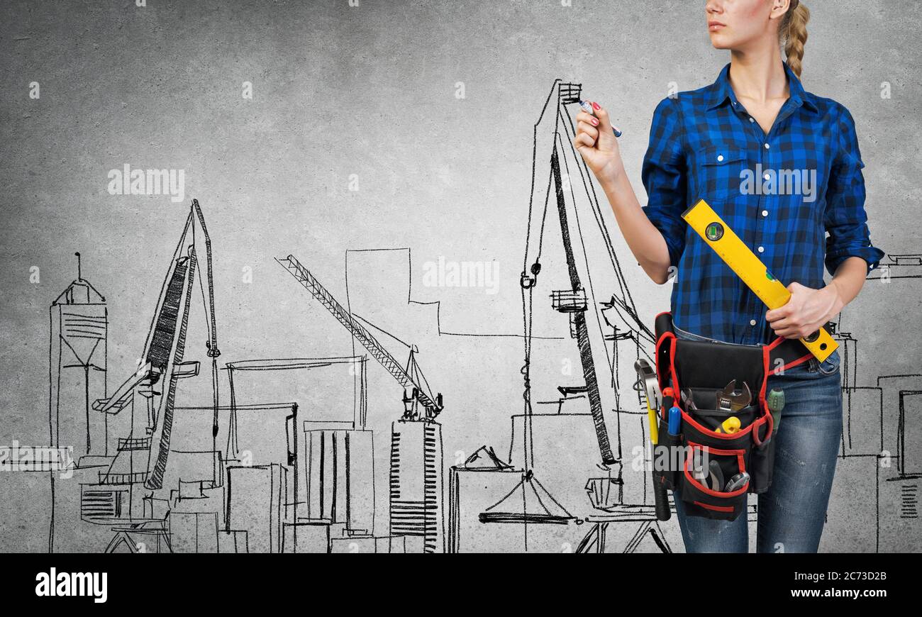 Woman engineer sketching her ideas Stock Photo - Alamy