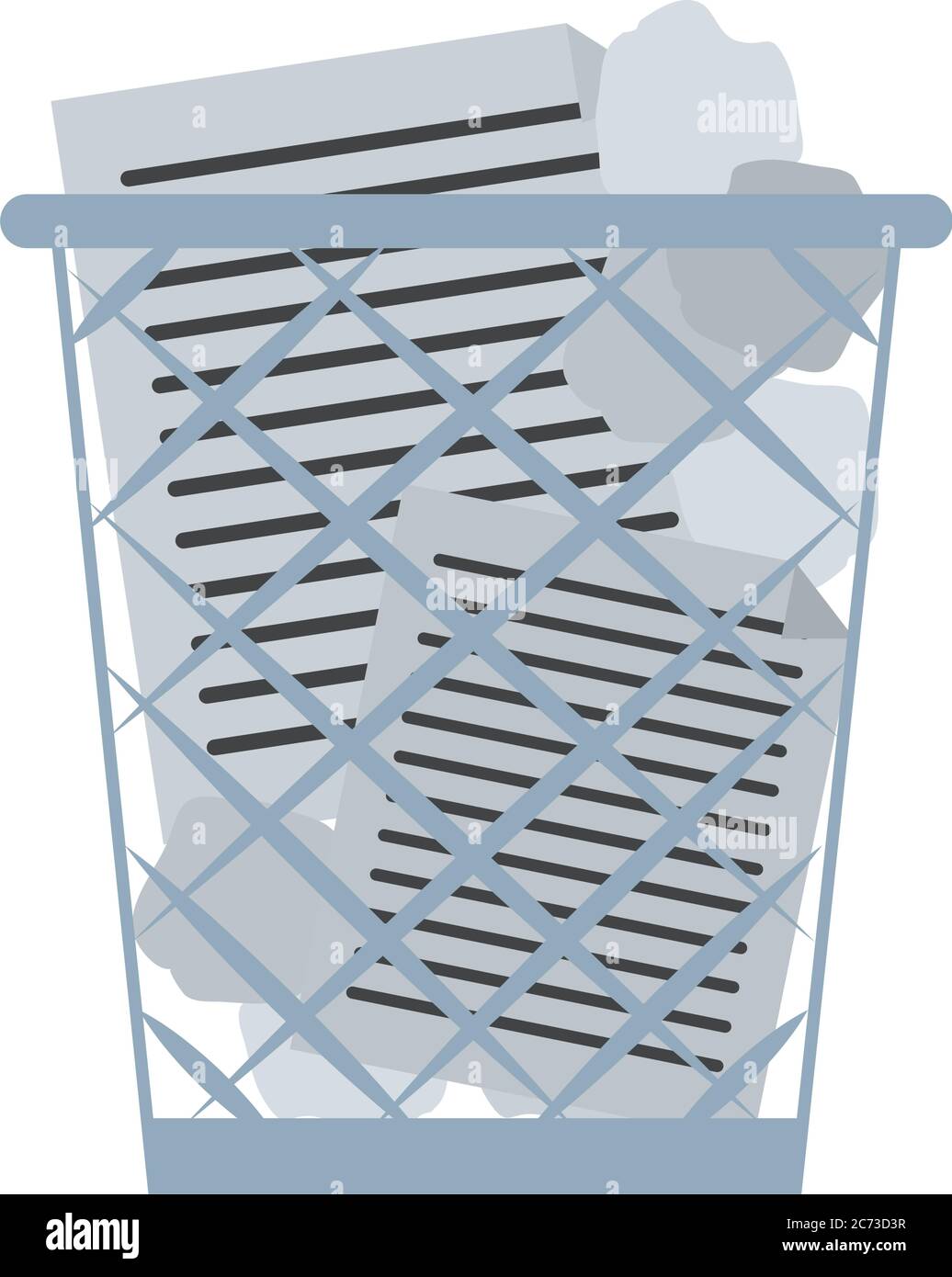 waste bin with sheets office supply stationery work flat style icon ...