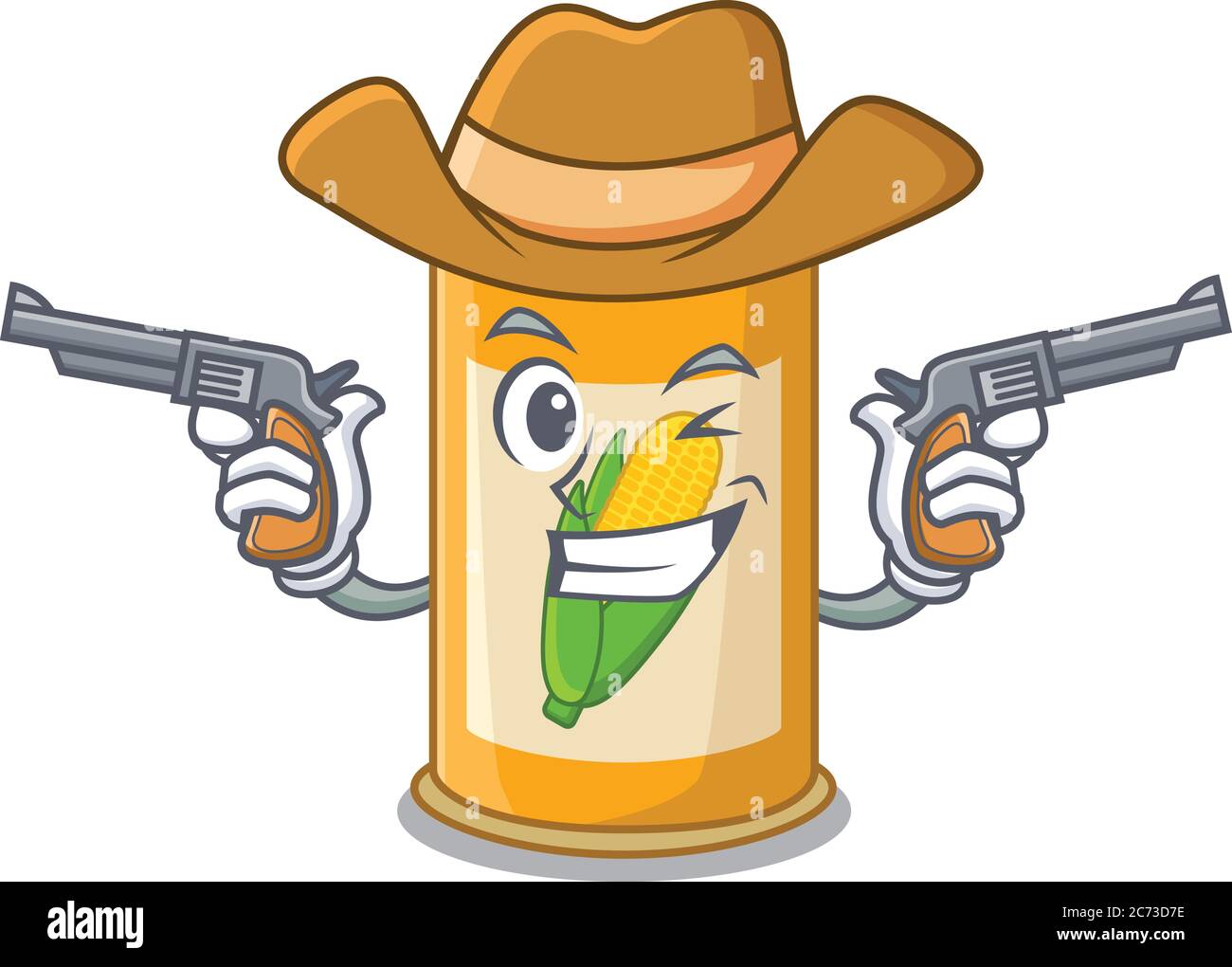 Cartoon character cowboy of corn tin with guns Stock Vector Image & Art ...