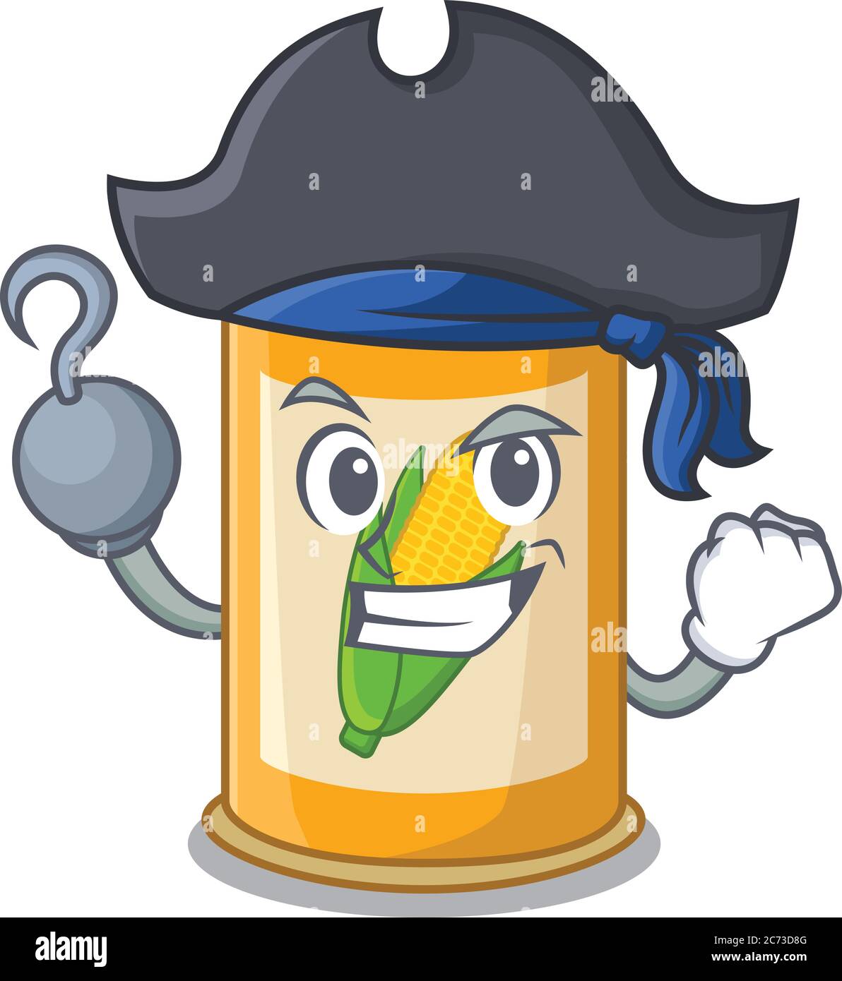 Corn tin cartoon design in a Pirate character with one hook hand Stock ...