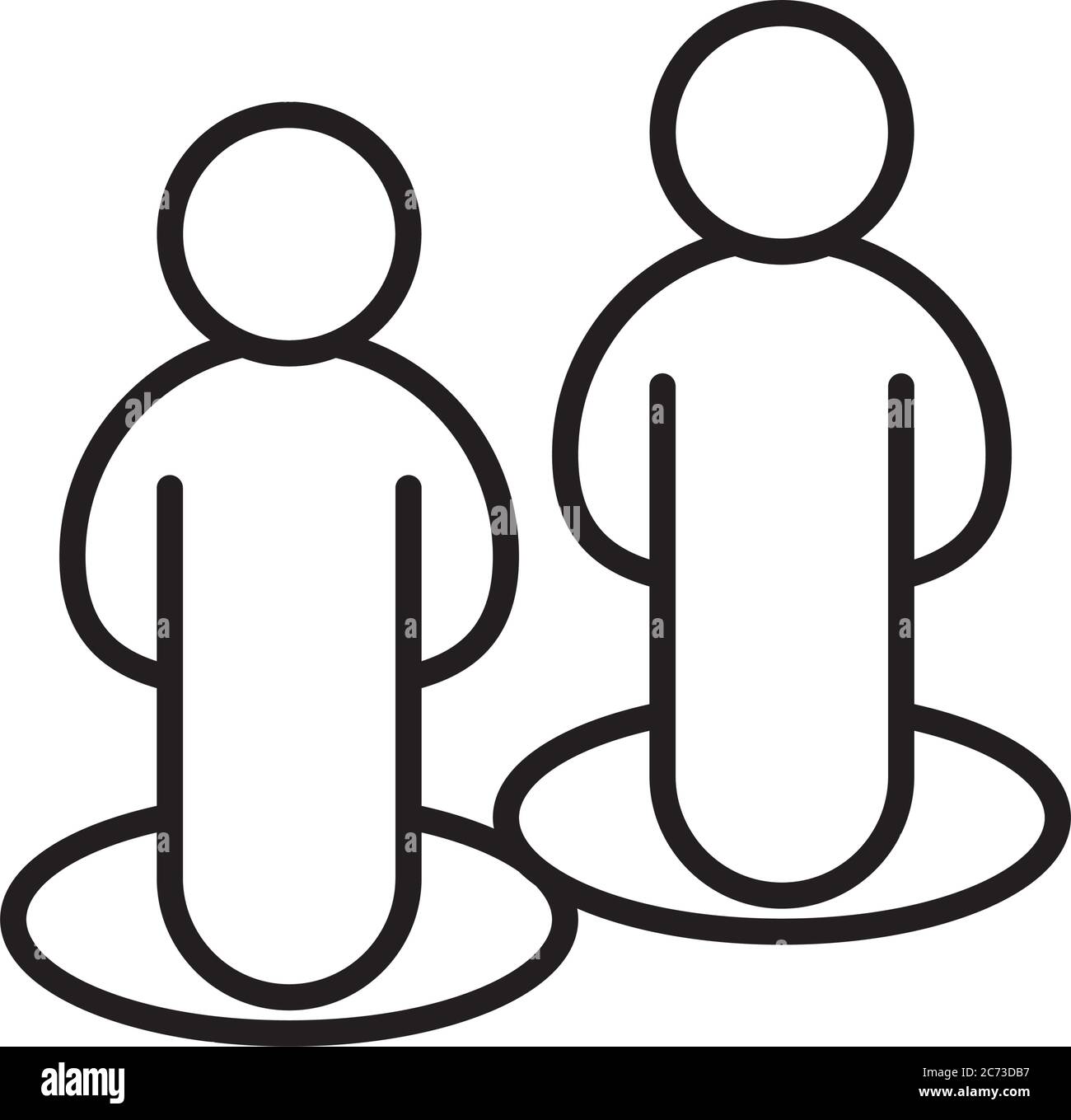humans silhouettes distance social line style icon vector illustration ...