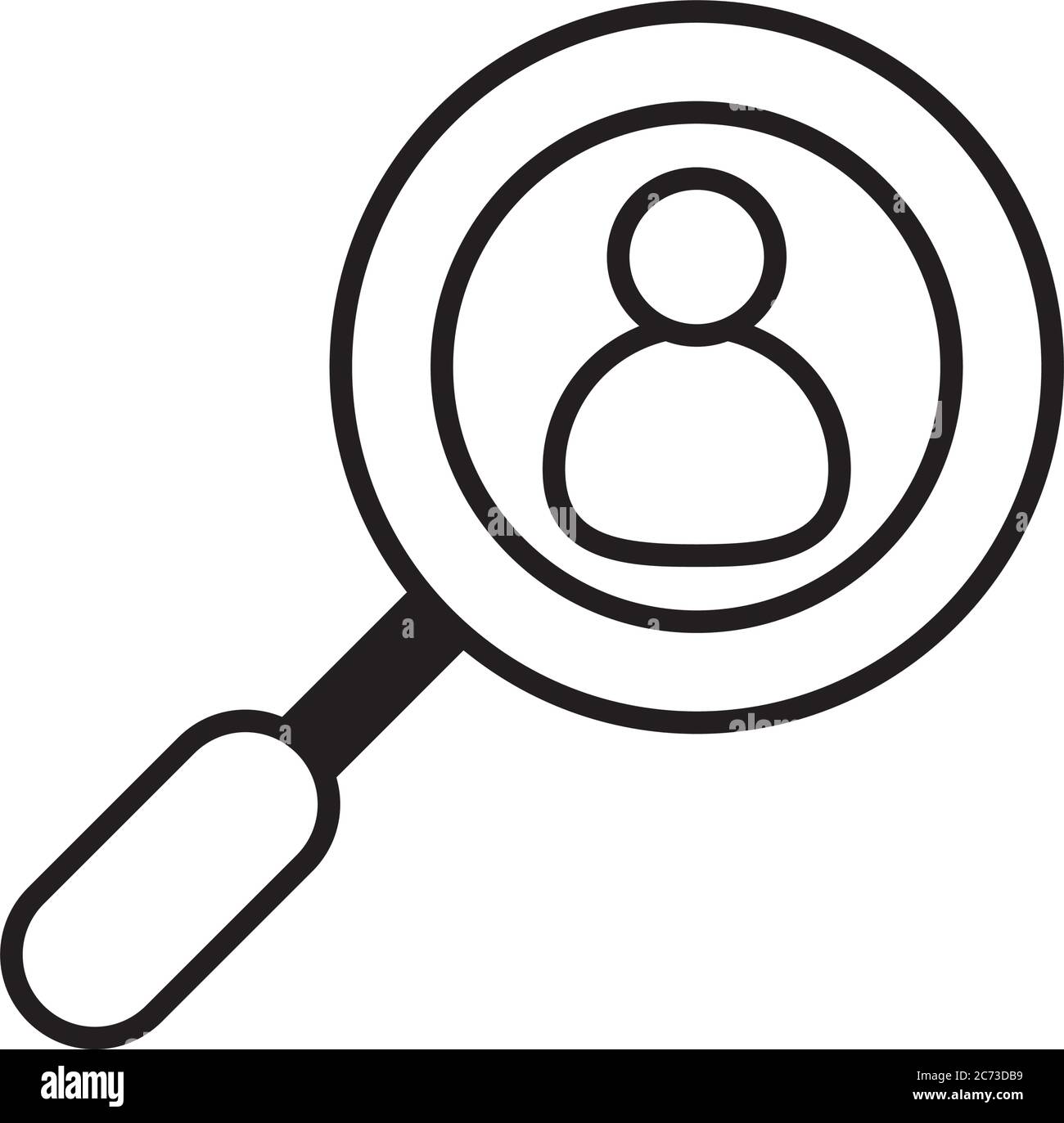 Profile head magnifying glass Black and White Stock Photos & Images - Alamy
