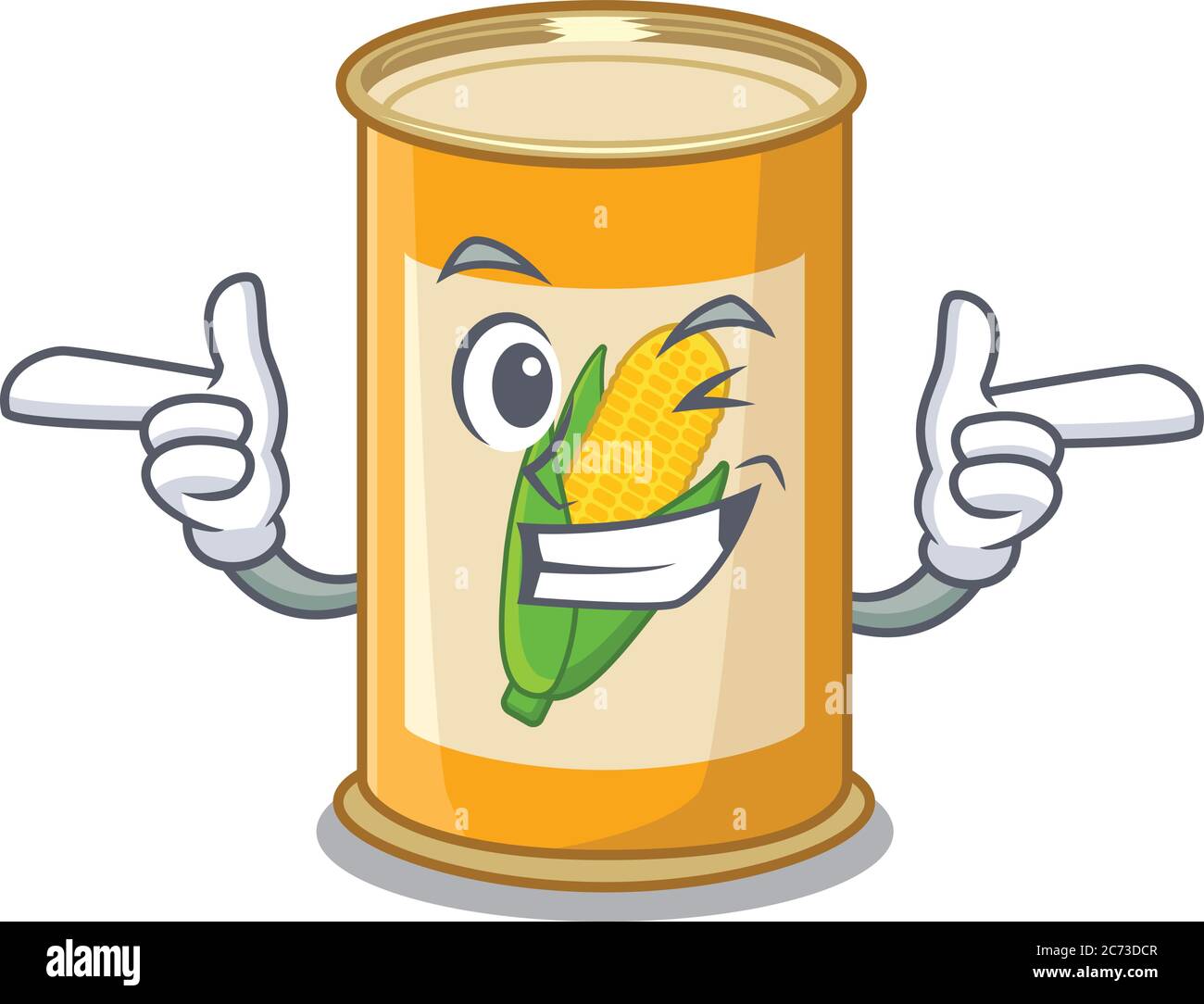 Cartoon design of corn tin showing funny face with wink eye Stock ...