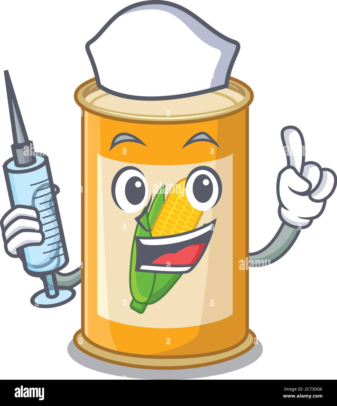 Corn tin humble nurse mascot design with a syringe Stock Vector Image ...