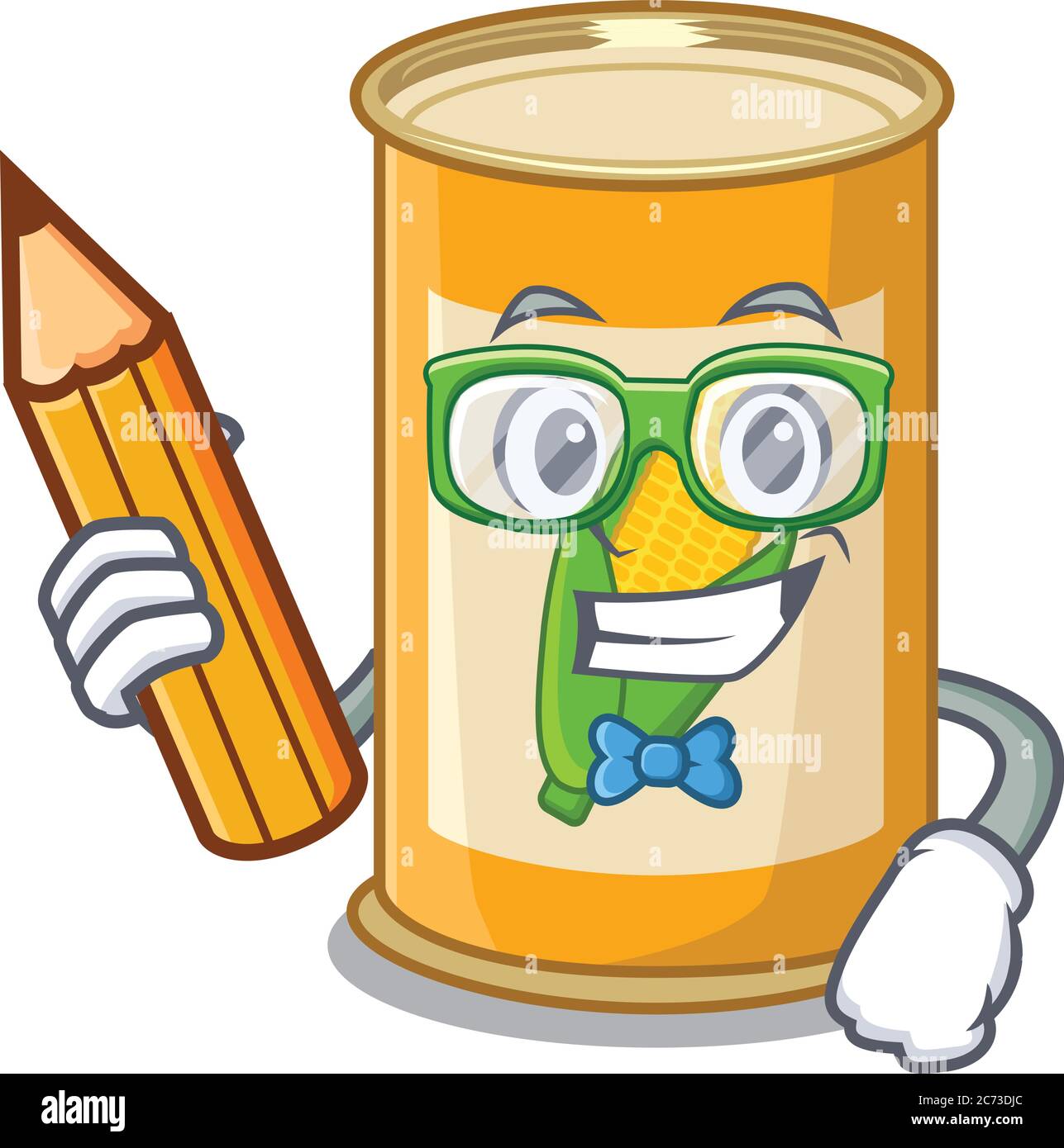 A clever student corn tin cartoon character study at home Stock Vector ...