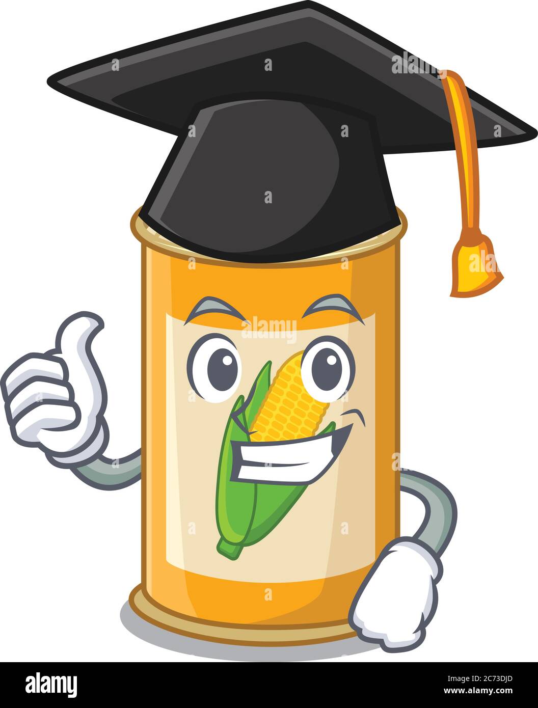 Happy proud of corn tin caricature design with hat for graduation ...