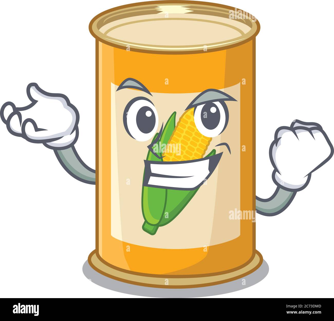 A funny cartoon design concept of corn tin with happy face Stock Vector ...
