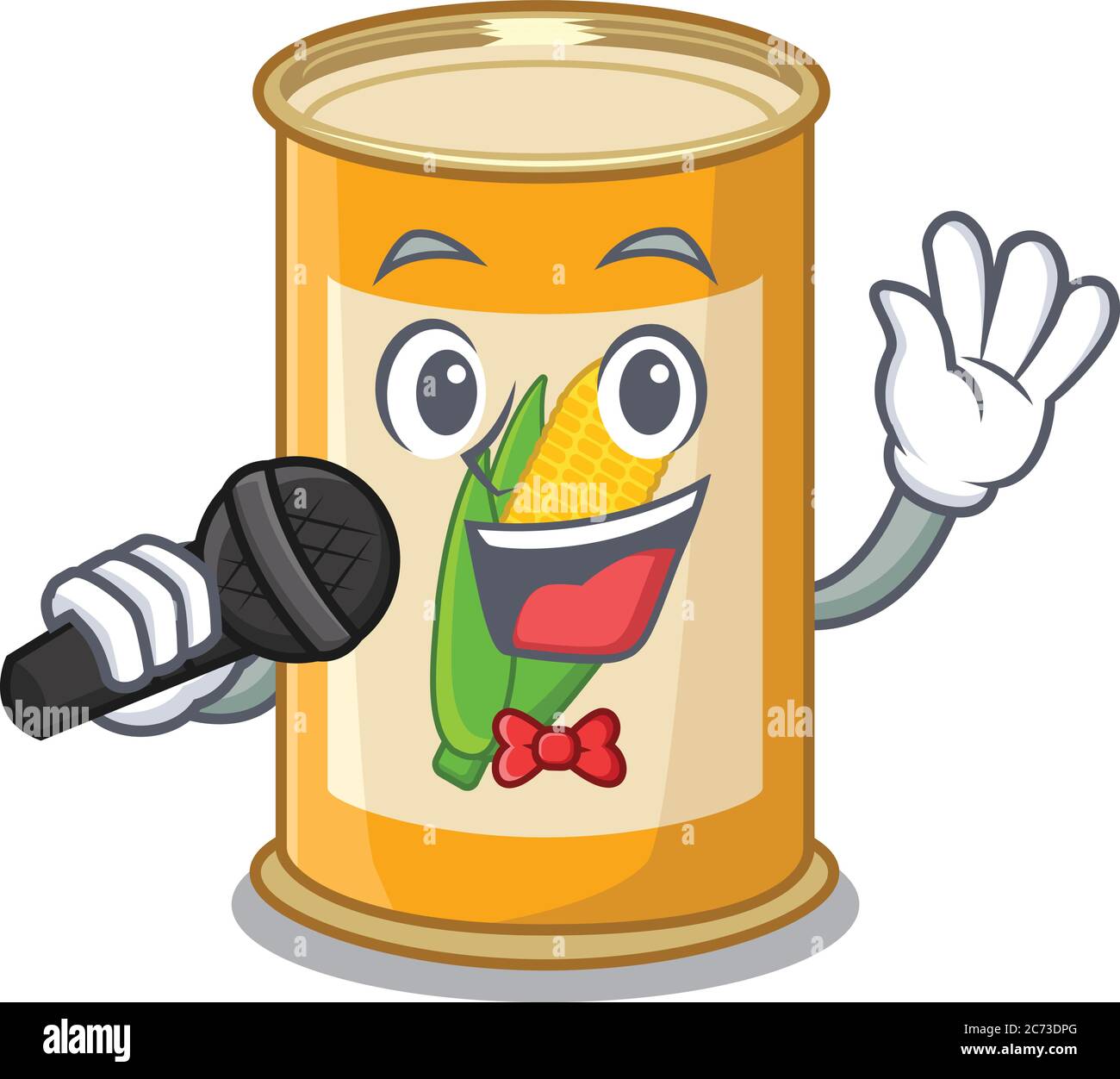 cartoon character of corn tin sing a song with a microphone Stock ...