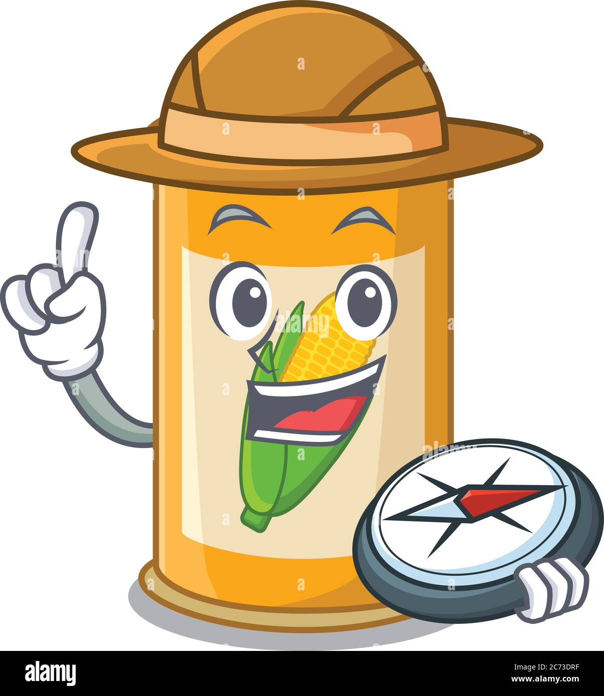 mascot design concept of corn tin explorer using a compass in the ...