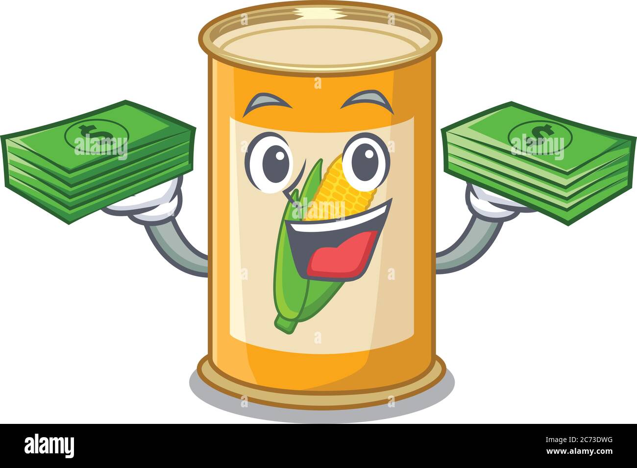 A wealthy corn tin cartoon character with much money Stock Vector Image ...