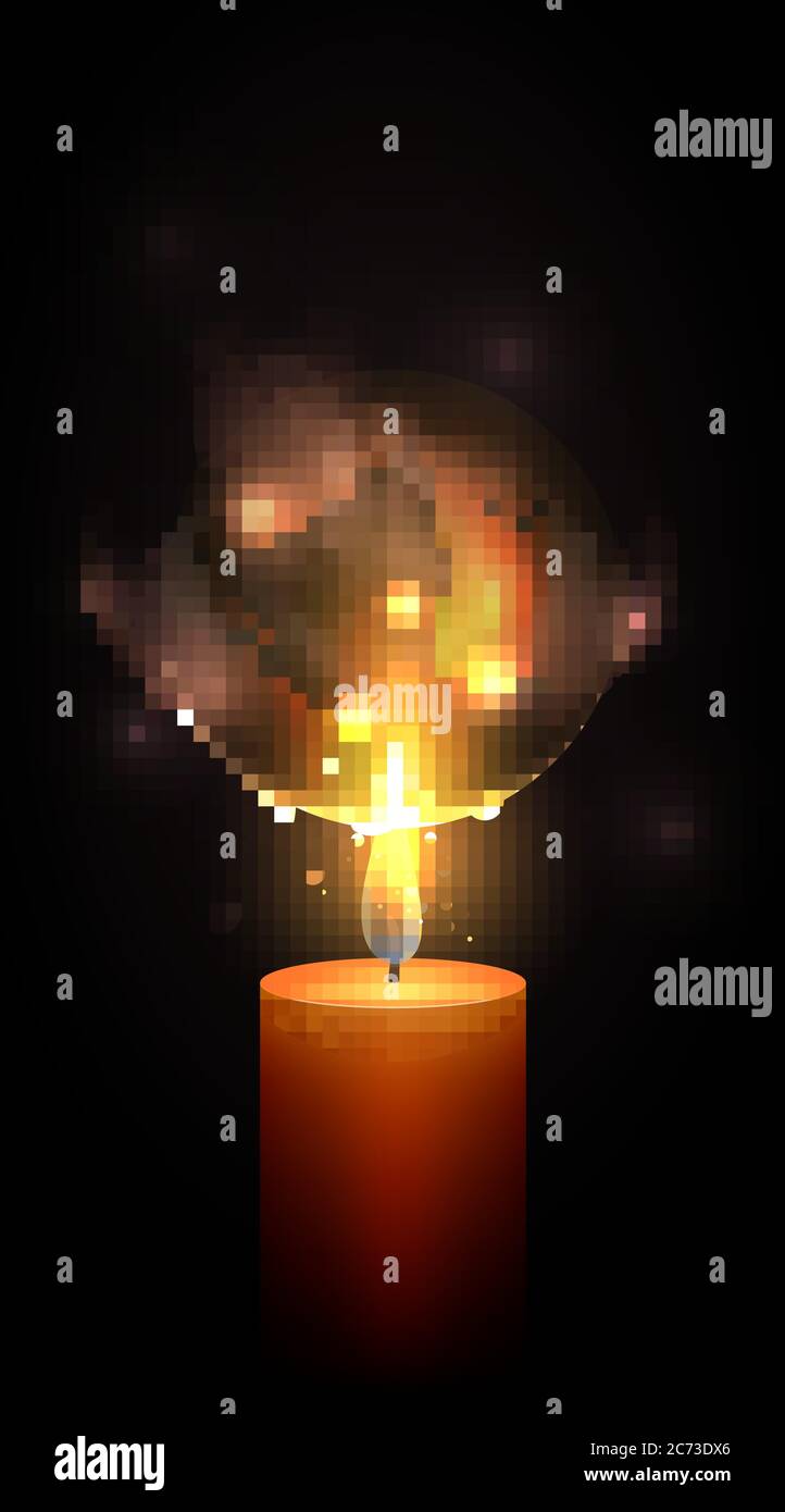 Vector illustration of candle and the planet Earth with smoke and ...