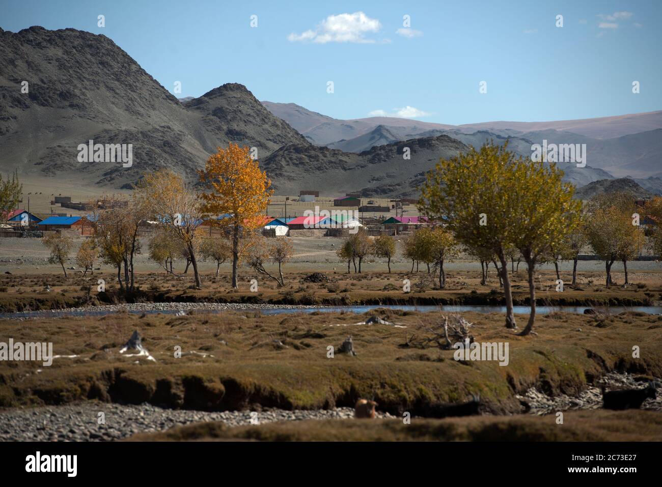 The small town of Tsengel in the Altai Mountains in western Mongolia is ...