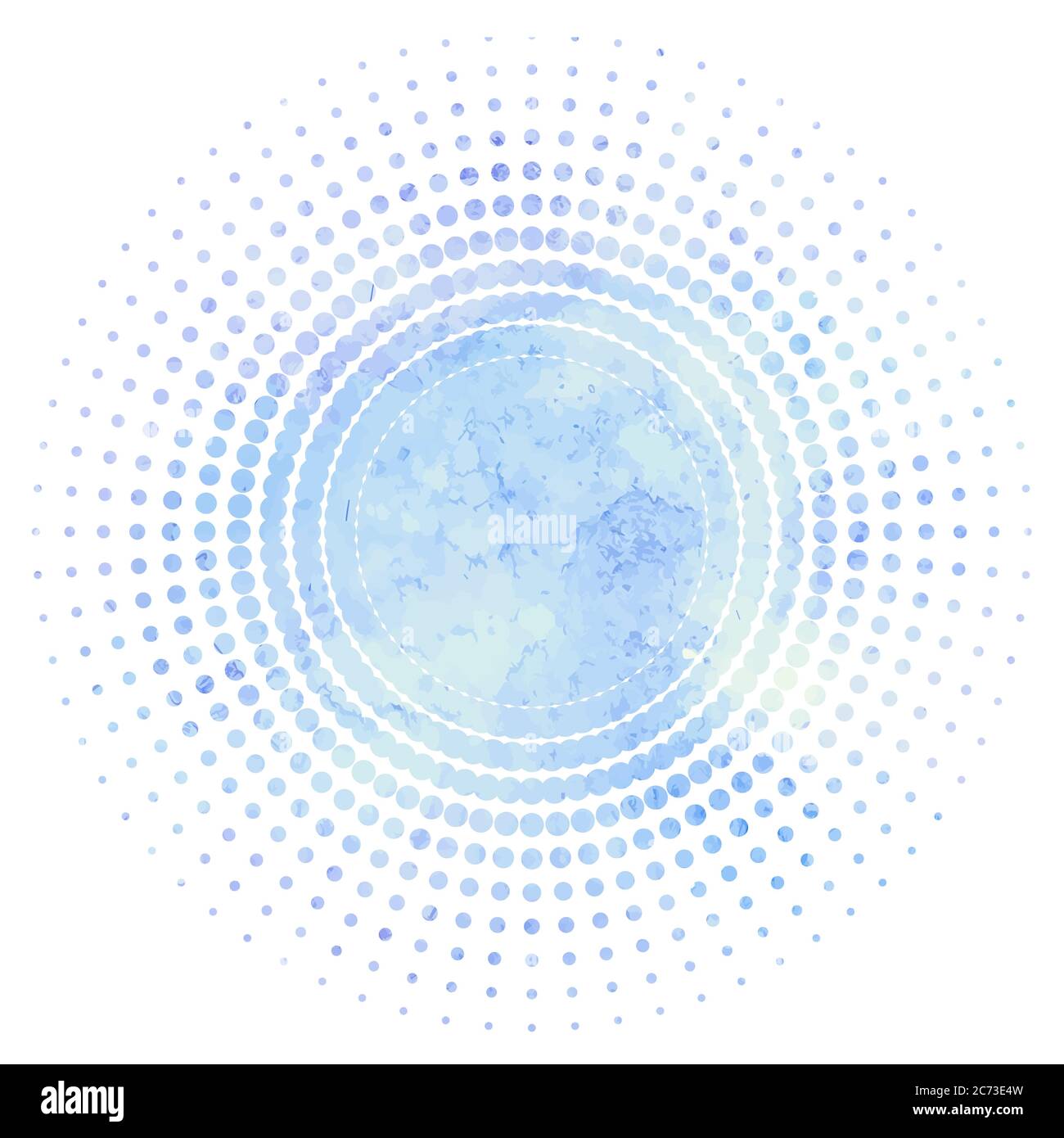 Round frame with halftone and blue watercolor background. Vector ...