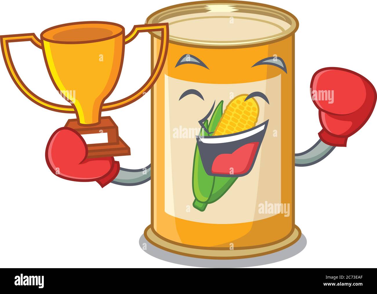 An elegant boxing winner of corn tin caricature design concept Stock ...