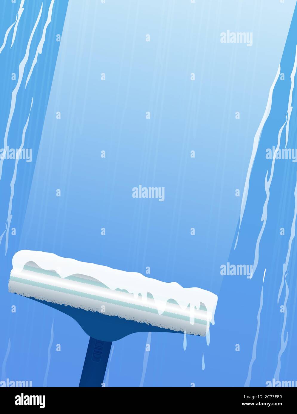 Flat illustration brushes for washing windows with a brilliant track ...