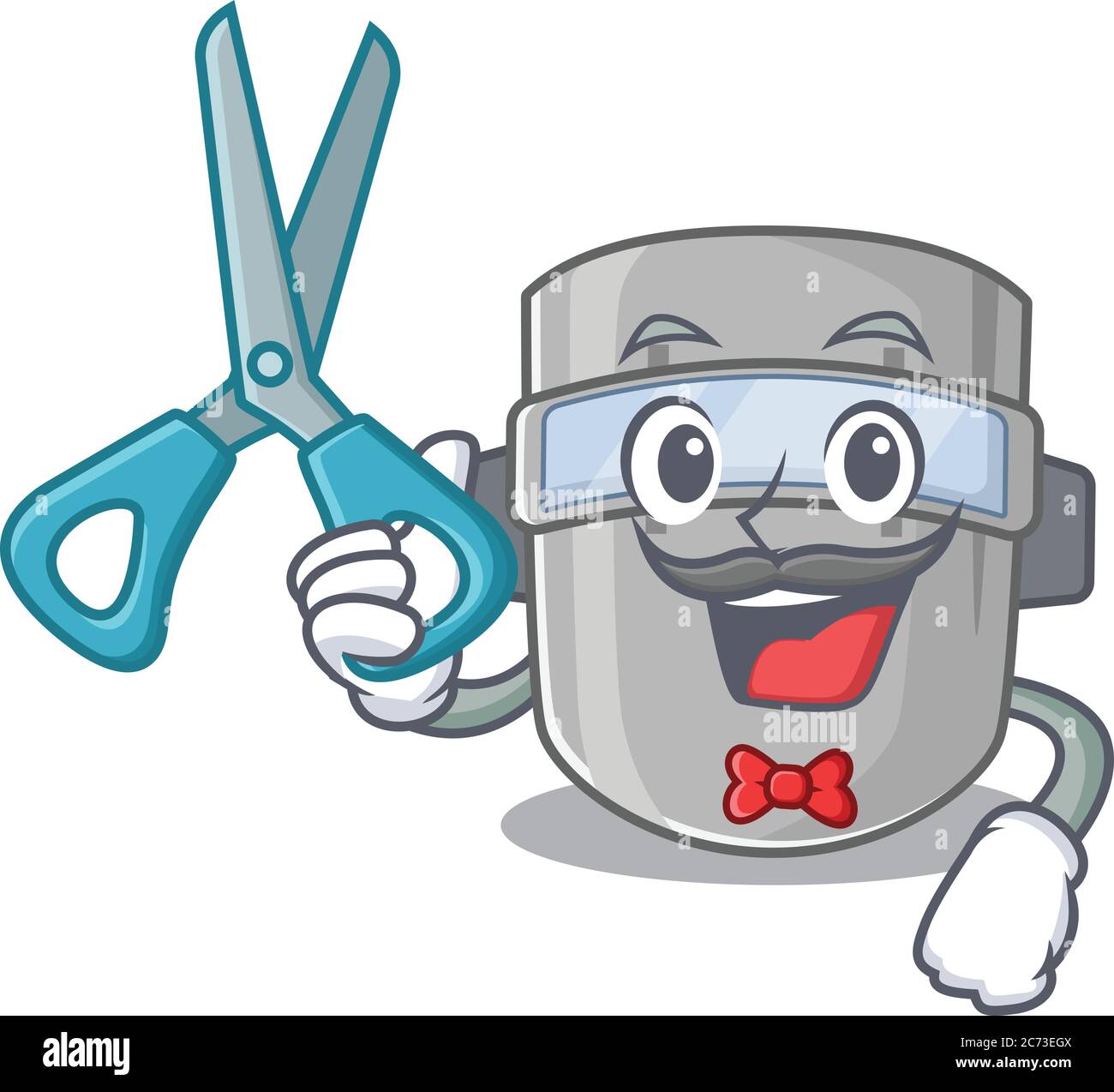 Welding mask cartoon character design as talented barber Stock Vector ...