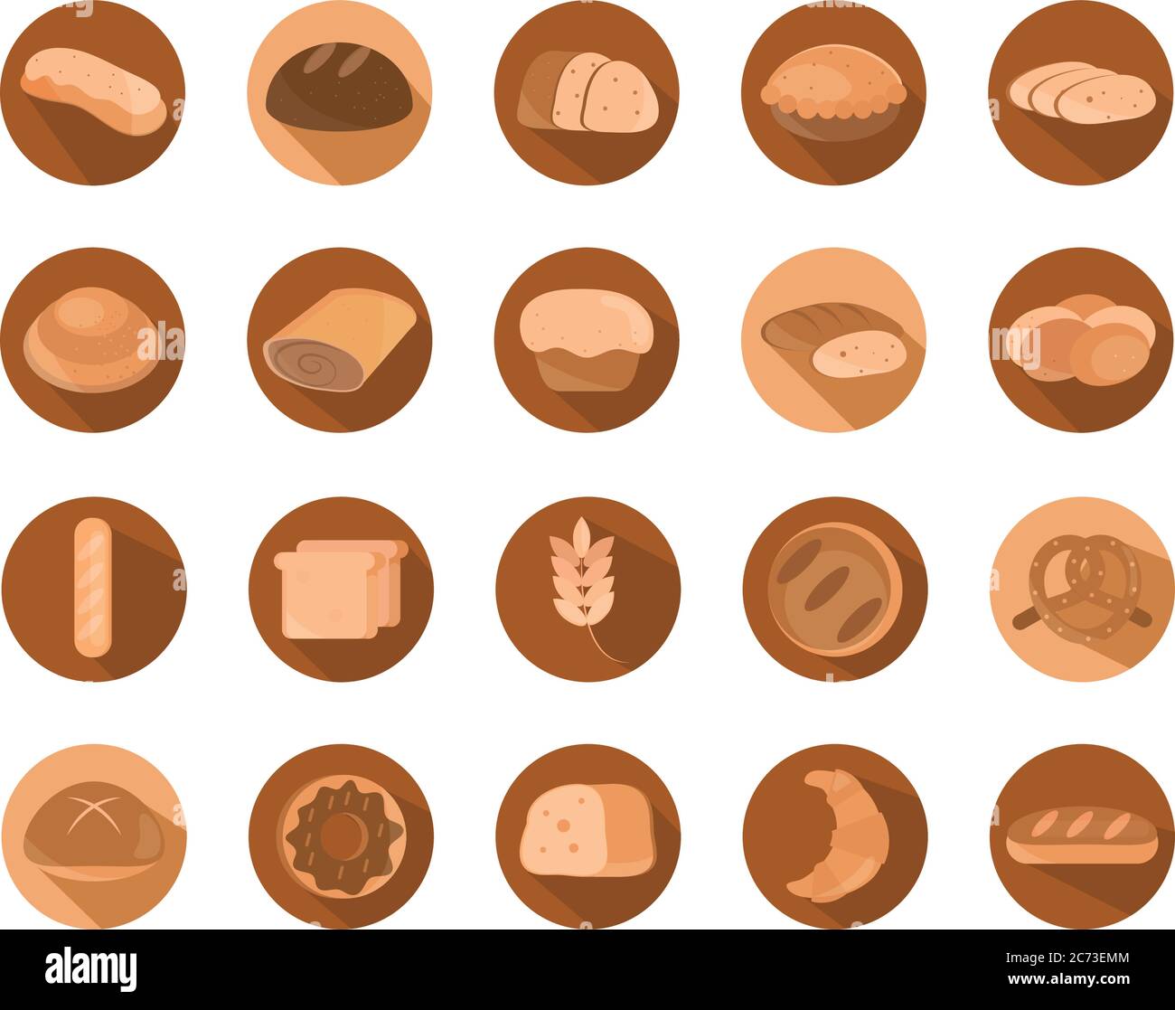 bread menu bakery food product vector illustration block and flat icons ...