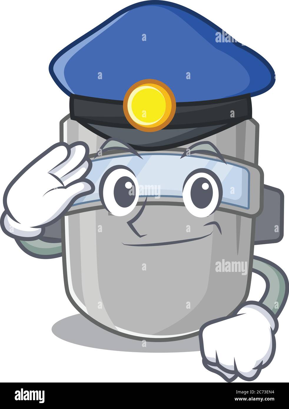 Police officer cartoon drawing of welding mask wearing a blue hat Stock ...