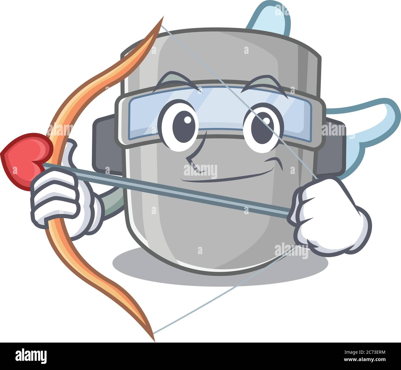 Welding mask in sweet romantic cupid cartoon drawing with arrow Stock ...