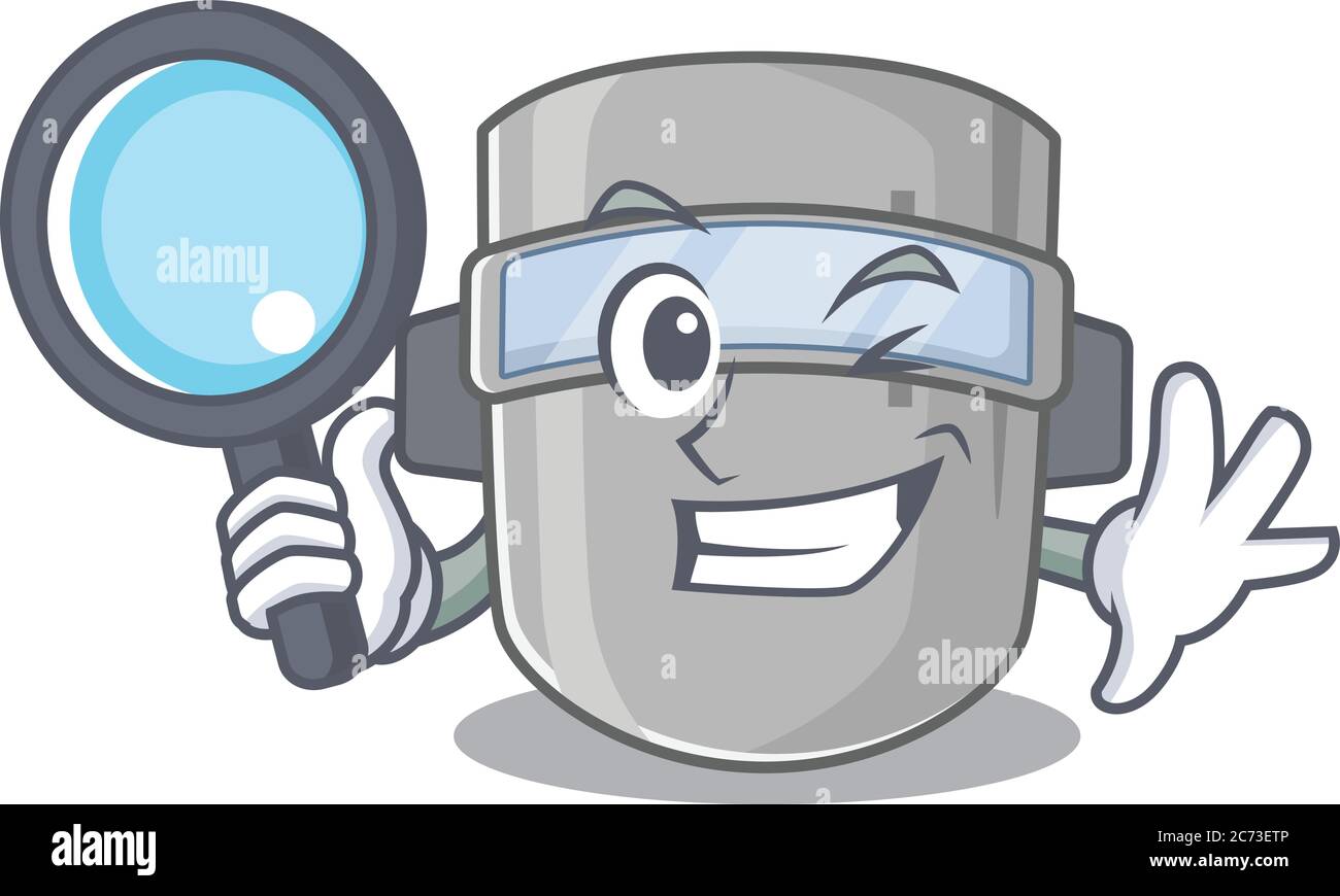 cartoon picture of welding mask Detective using tools Stock Vector ...
