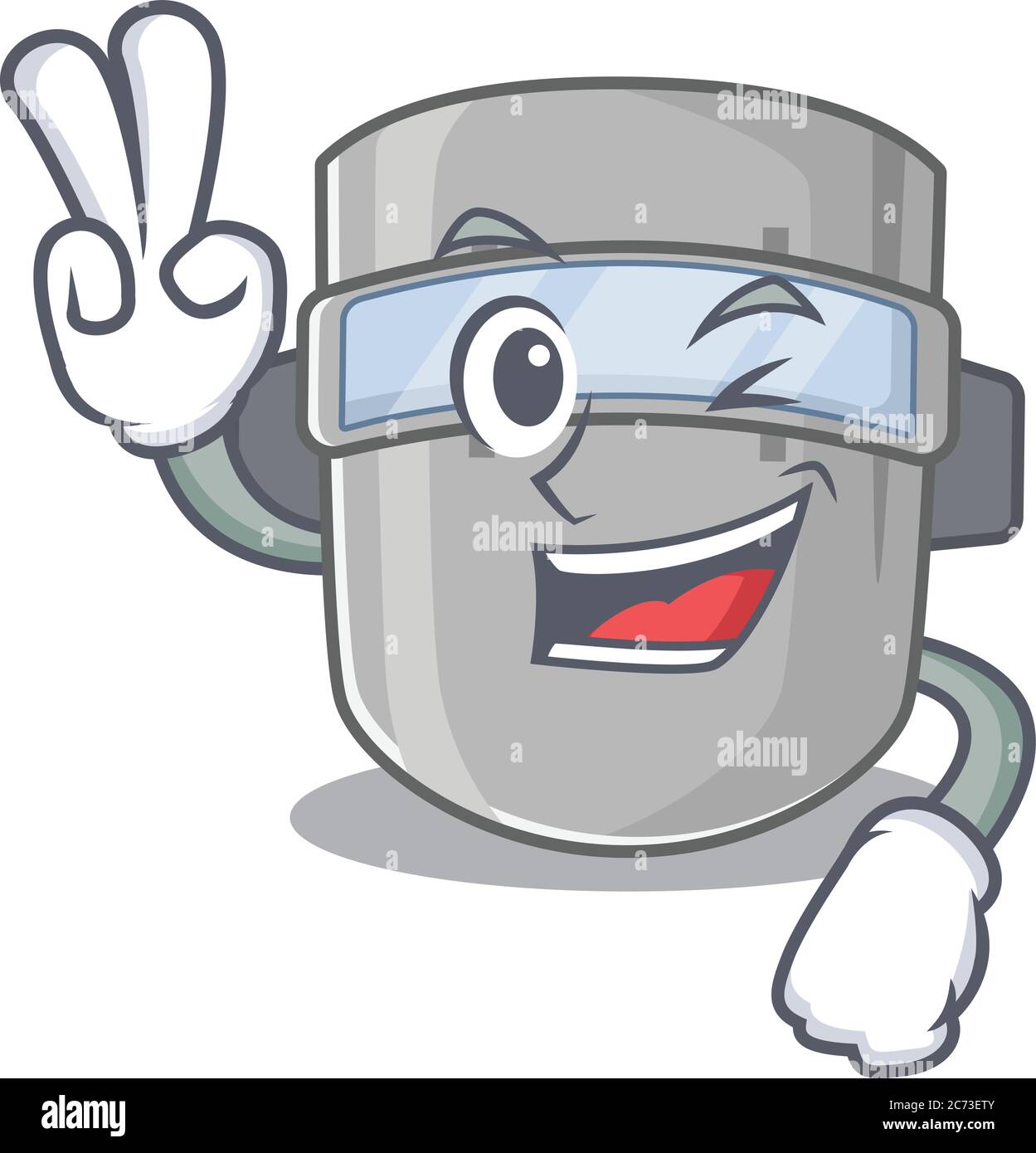 Happy welding mask cartoon design concept show two fingers Stock Vector ...