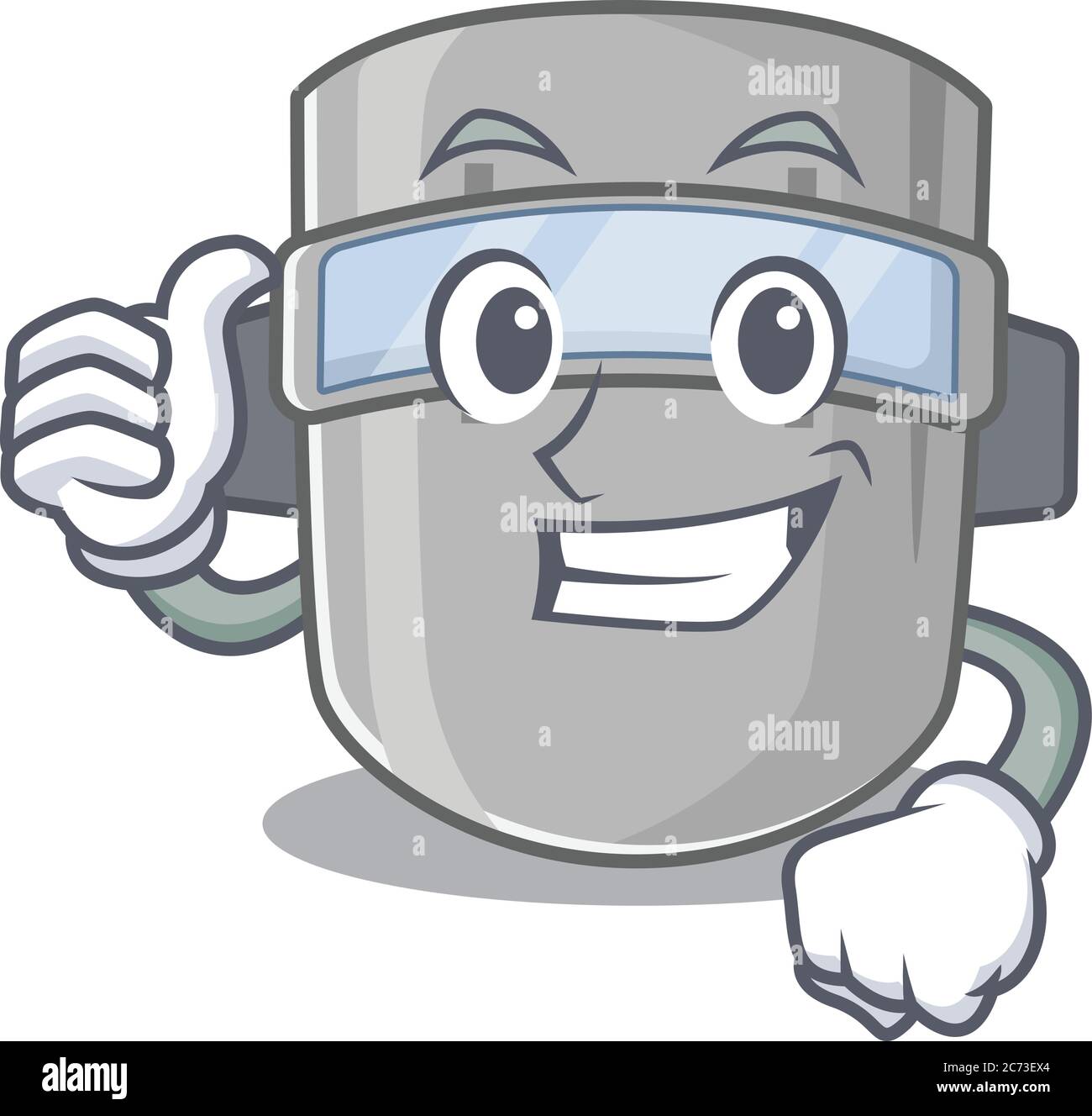 Welding mask cartoon character design showing OK finger Stock Vector ...