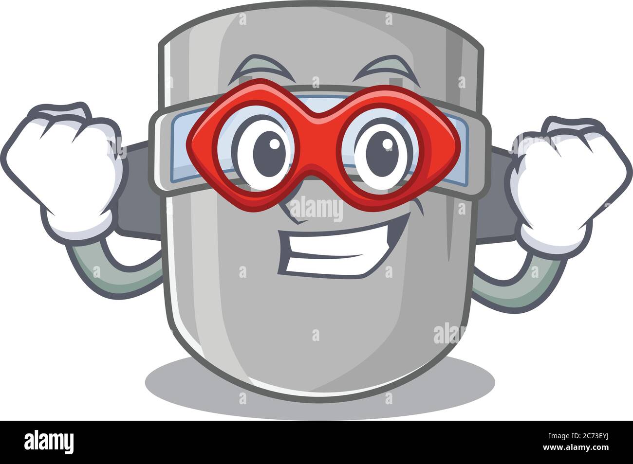 A cartoon drawing of welding mask in a Super hero character Stock ...