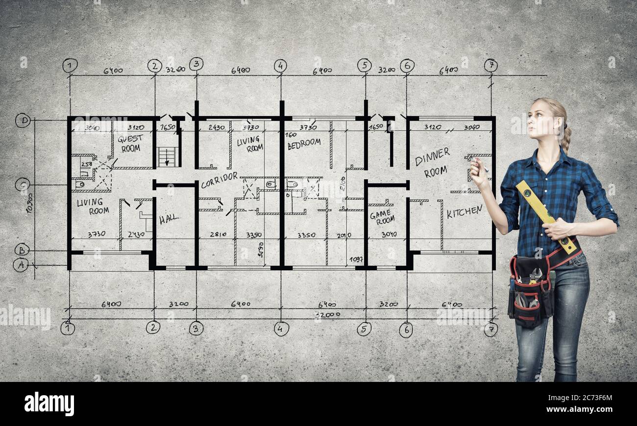 Woman engineer sketching her ideas Stock Photo - Alamy