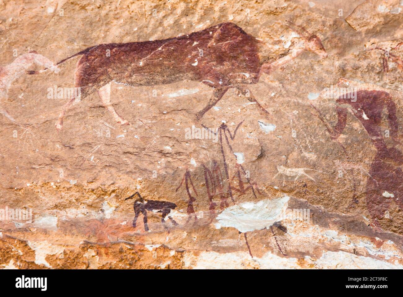 Drakensberg, "Eland cave" rock painting site, rock art, Didima gorge ...