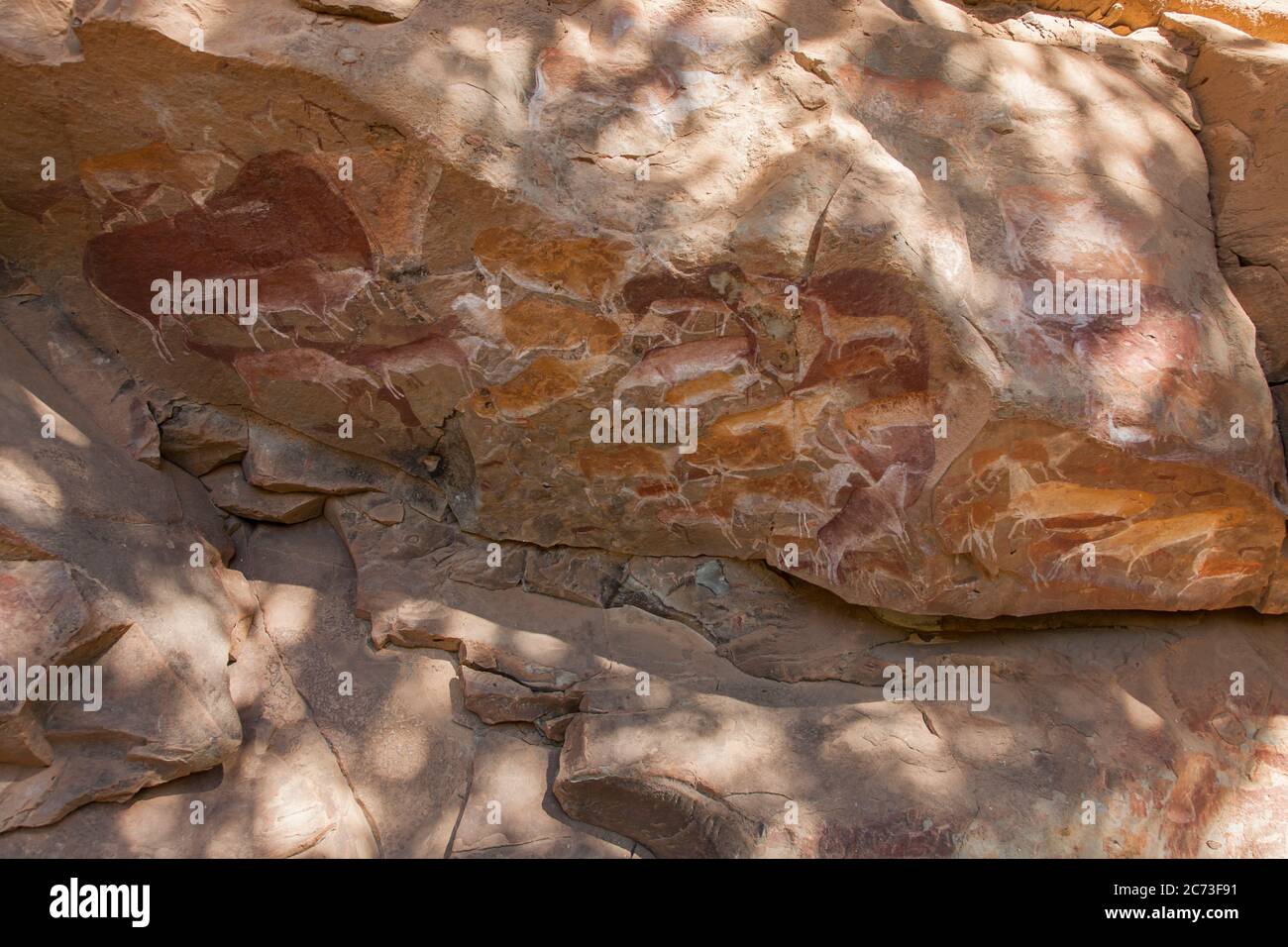 Drakensberg, "Eland cave" rock painting site, rock art, Didima gorge ...