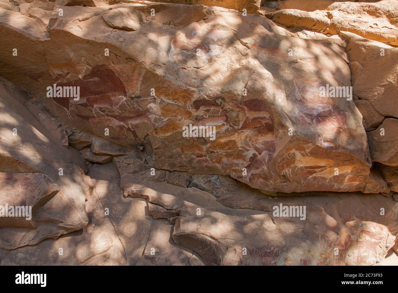 Drakensberg, "Eland cave" rock painting site, rock art, Didima gorge ...