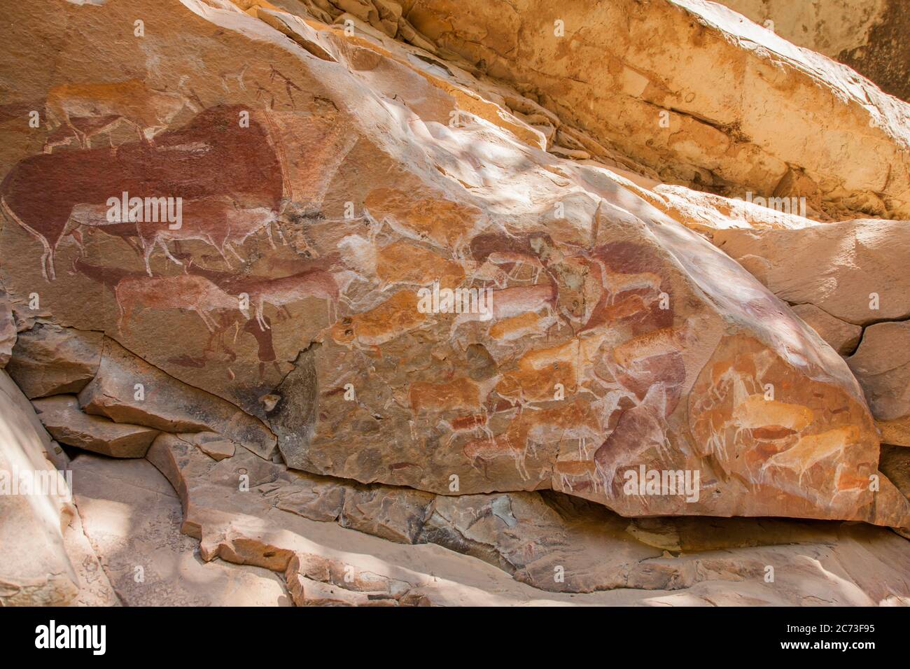 Drakensberg, "Eland cave" rock painting site, rock art, Didima gorge ...