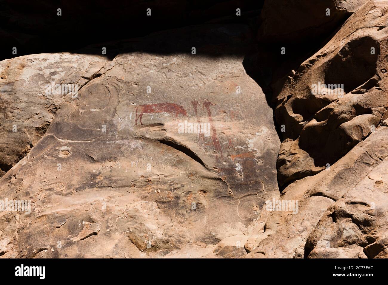 Drakensberg, "Eland cave" rock painting site, rock art, Didima gorge ...