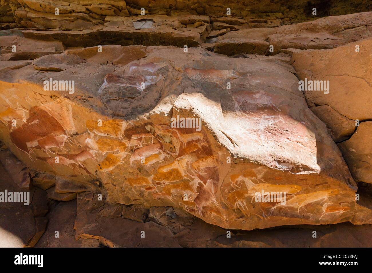Drakensberg, "Eland cave" rock painting site, rock art, Didima gorge ...