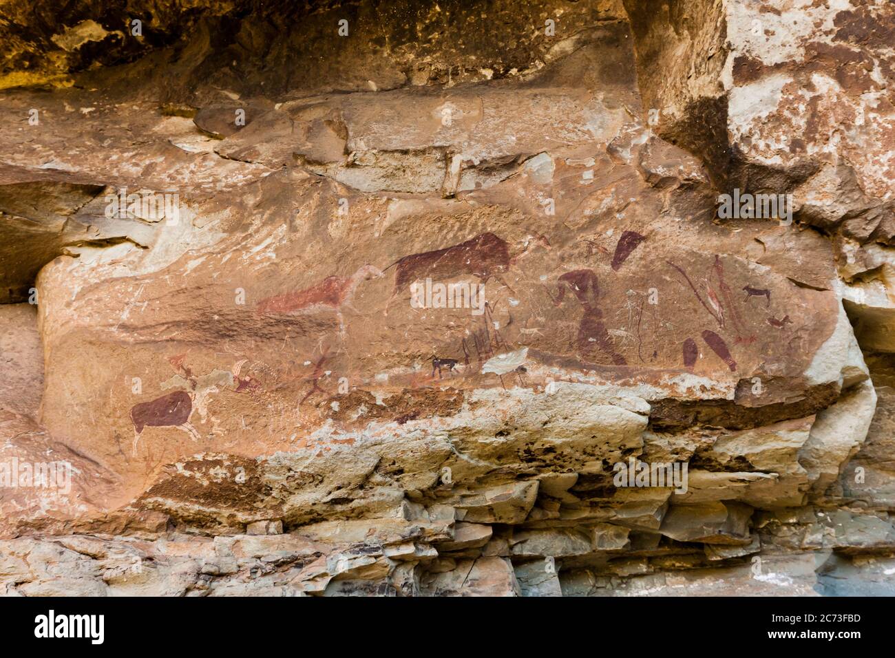 Drakensberg, "Eland cave" rock painting site, rock art, Didima gorge ...