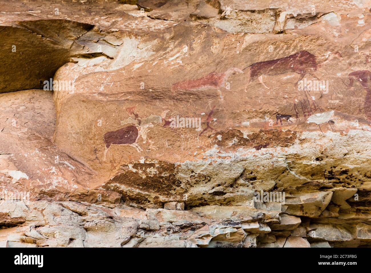 Drakensberg, "Eland cave" rock painting site, rock art, Didima gorge ...