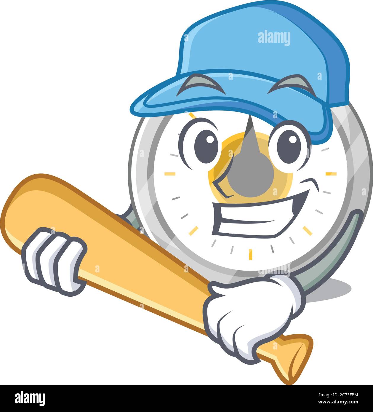 Cool old kitchen timer caricature picture design playing baseball Stock ...