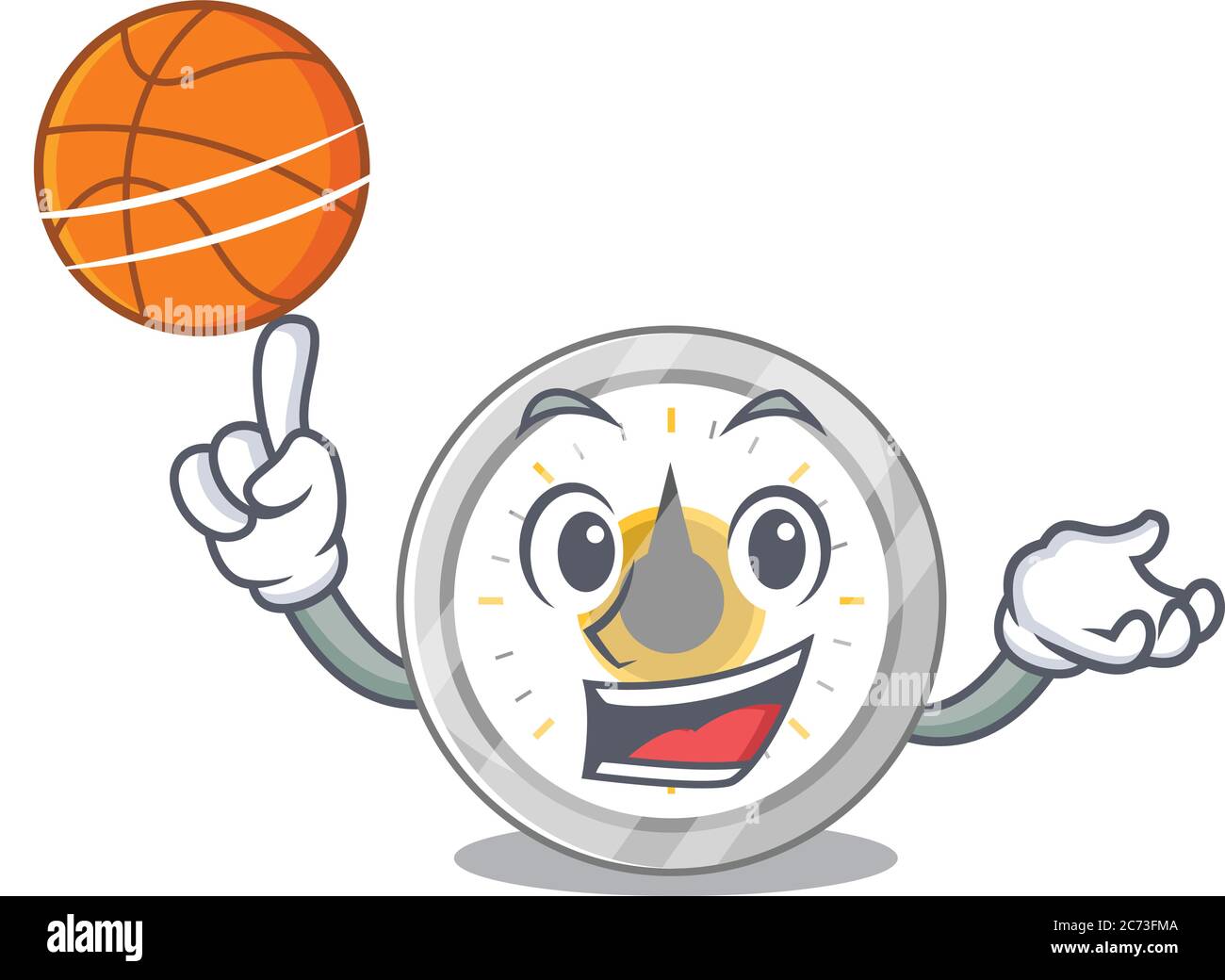 An athletic old kitchen timer cartoon mascot design with basketball ...