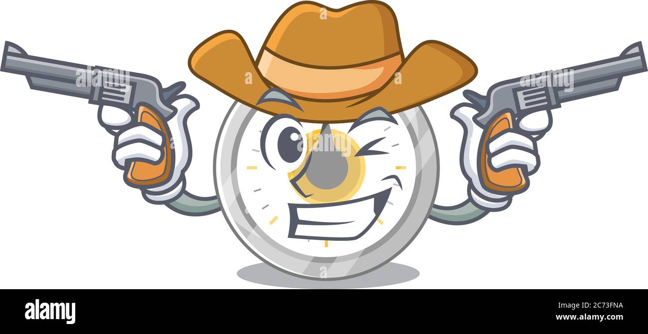 A wise cowboy of old kitchen timer Cartoon design with guns Stock ...