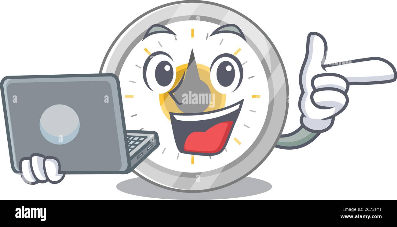 A neat cartoon character of old kitchen timer l working at home during ...