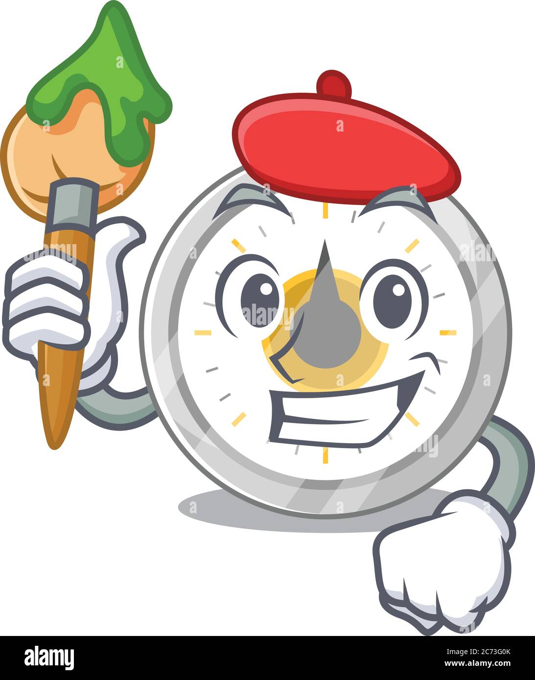 Old kitchen timer artist cartoon picture style paint a landscape using ...