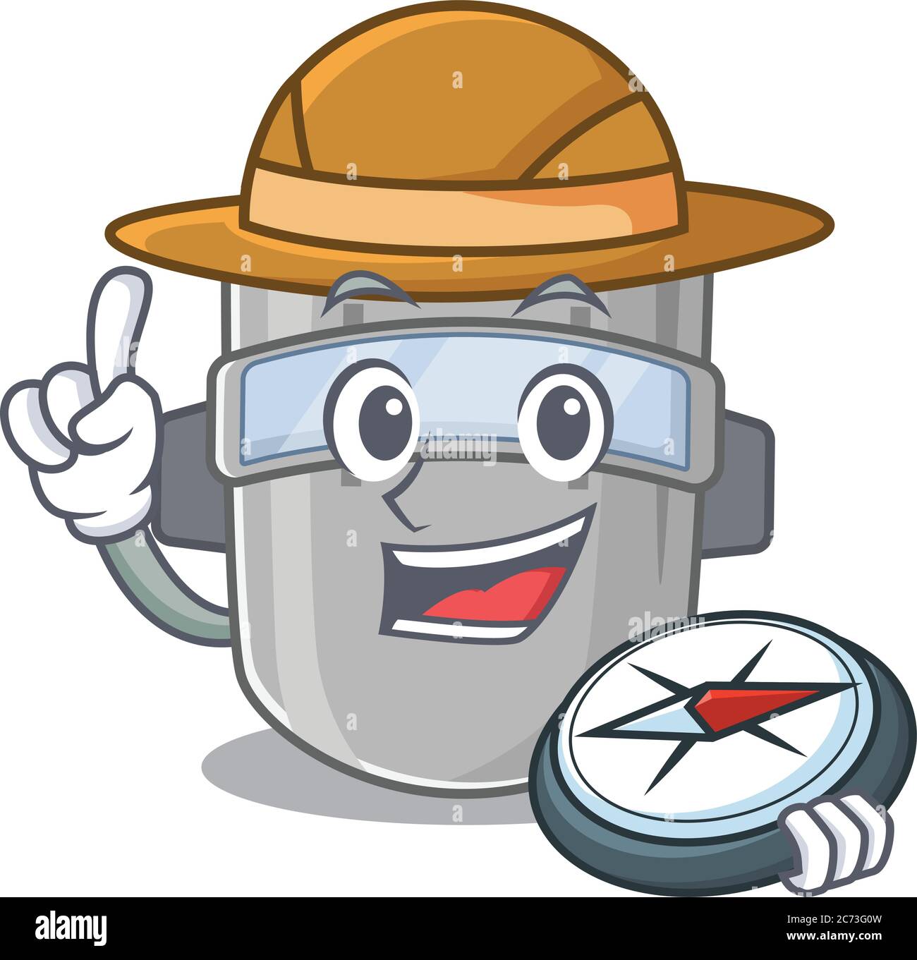 mascot design concept of welding mask explorer using a compass in the ...