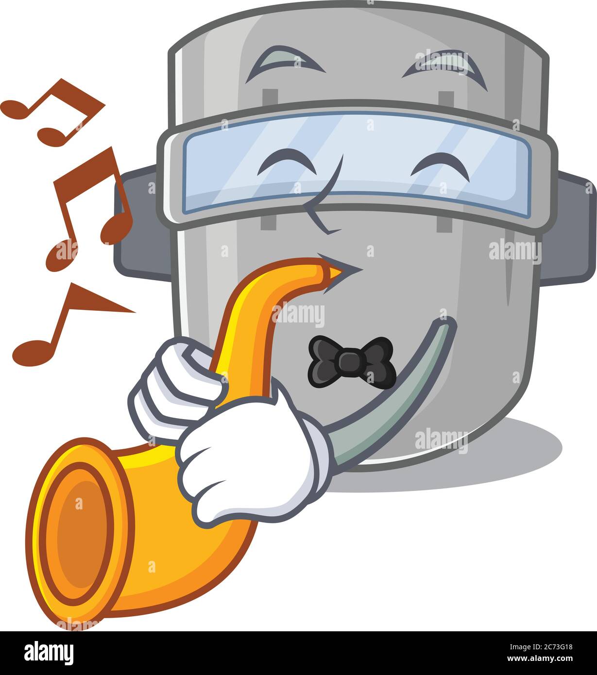 Welding mask musician of cartoon design playing a trumpet Stock Vector ...