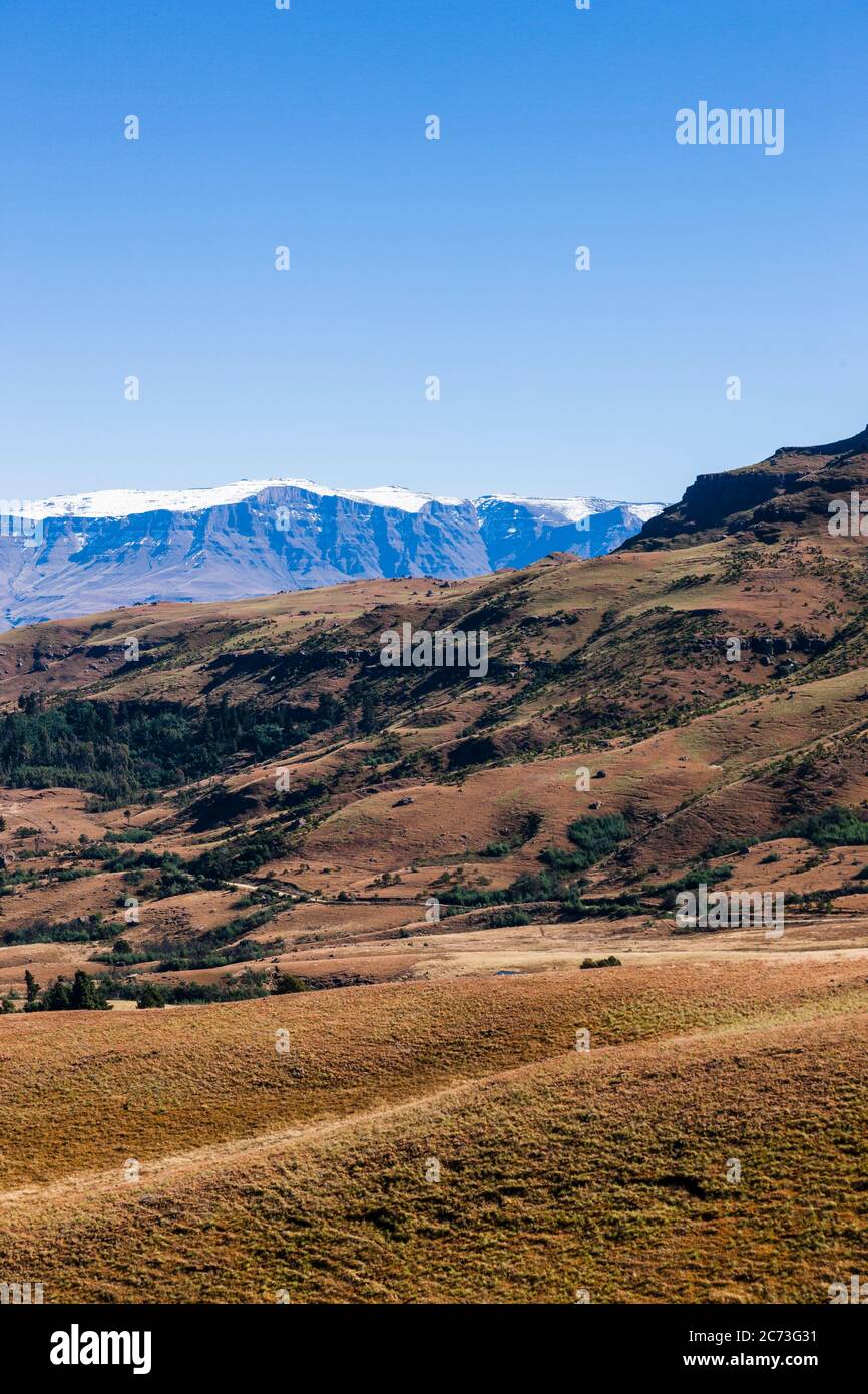 Drakensberg, view of mountains and Mkhomazi Wilderness area, from Lower ...