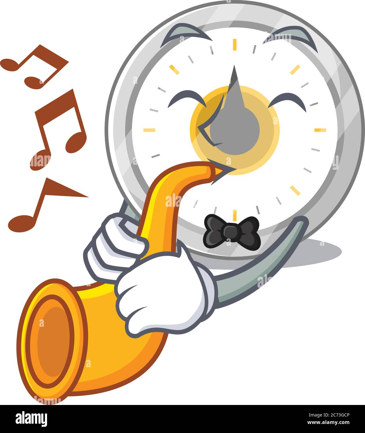 Old kitchen timer musician of cartoon picture playing a trumpet on ...